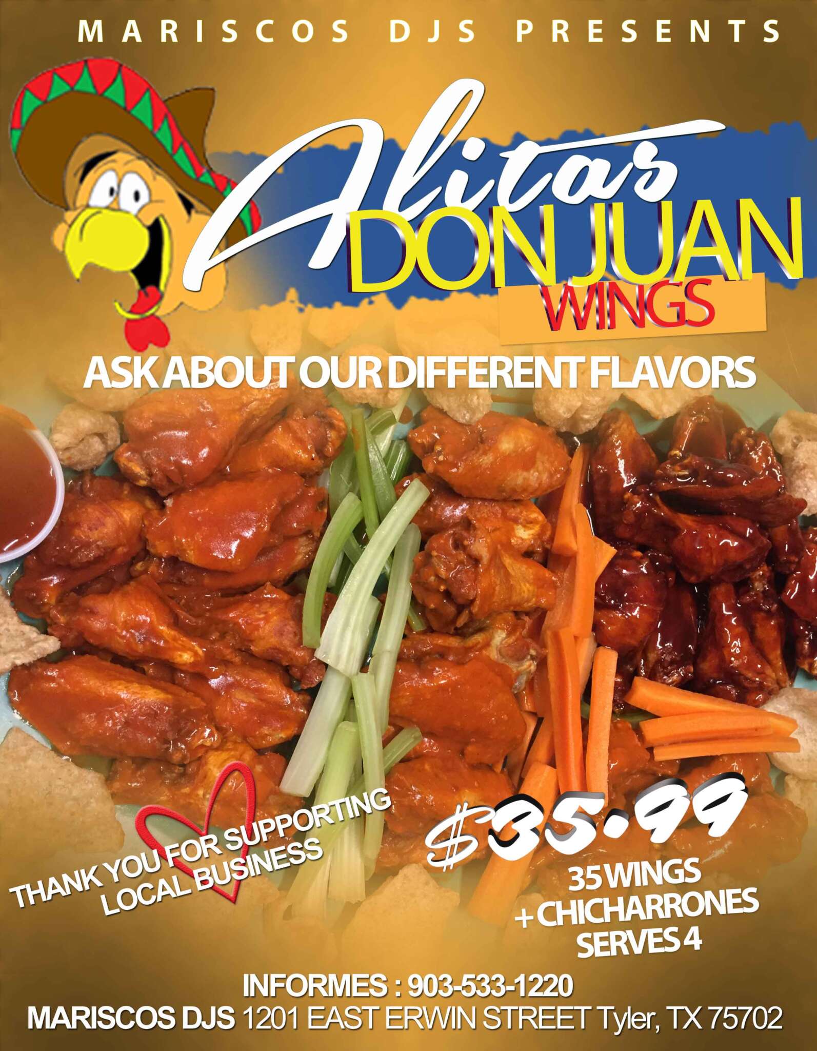 Chicken Wings | Alitas | Don Juan - Tyler Texas | Buffalo Wings